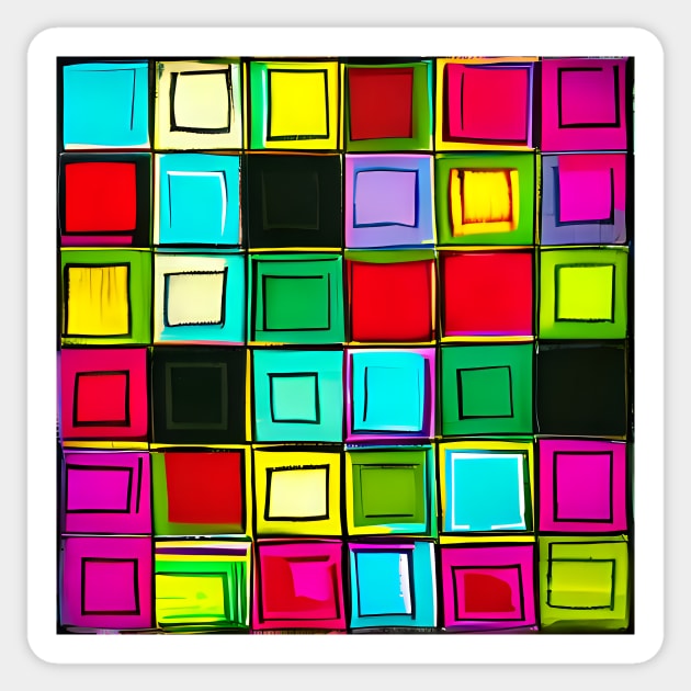 Large squares of different colors - Patchwork - Sticker | TeePublic